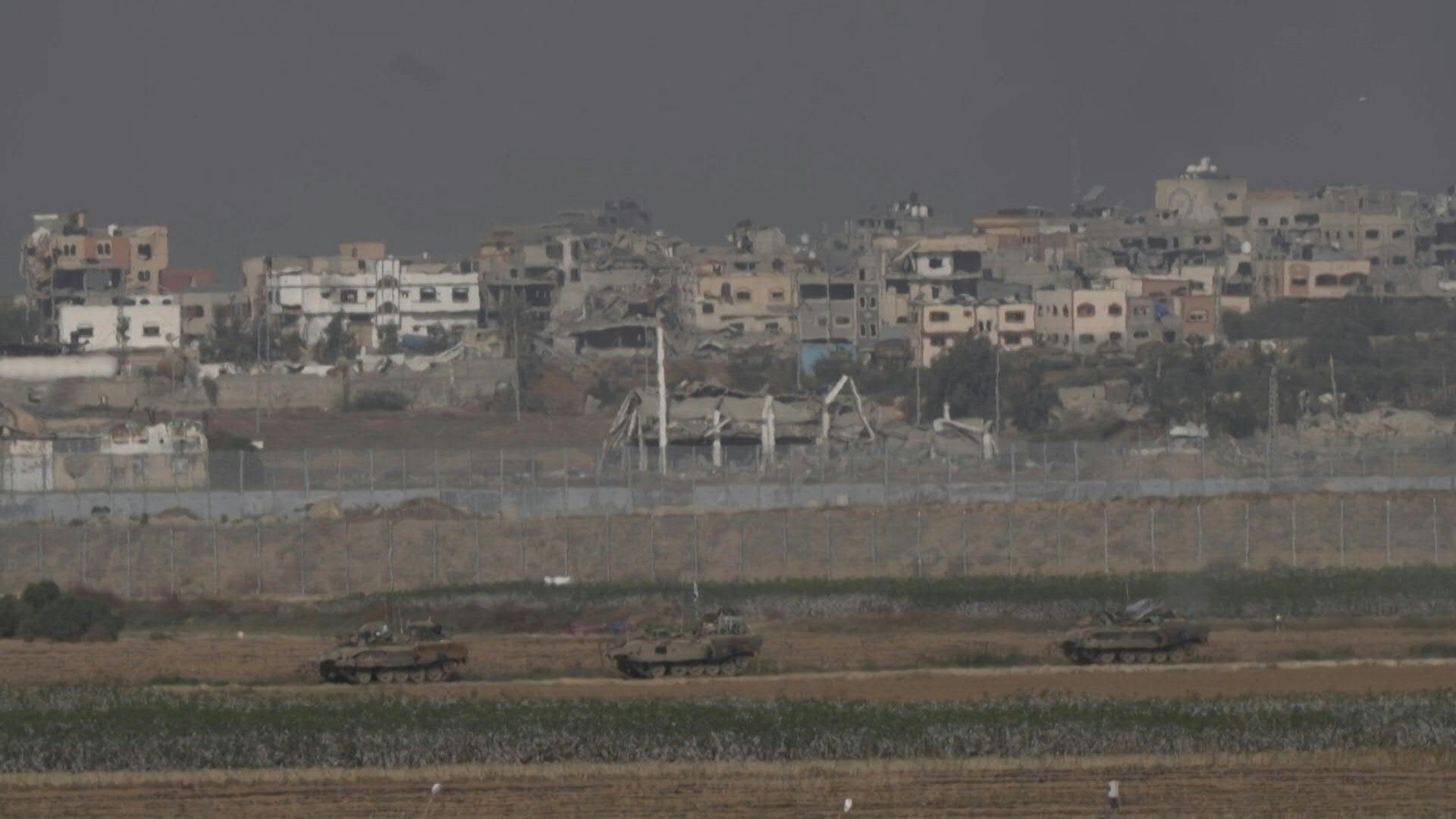 Israeli military on the Israel-Gaza border