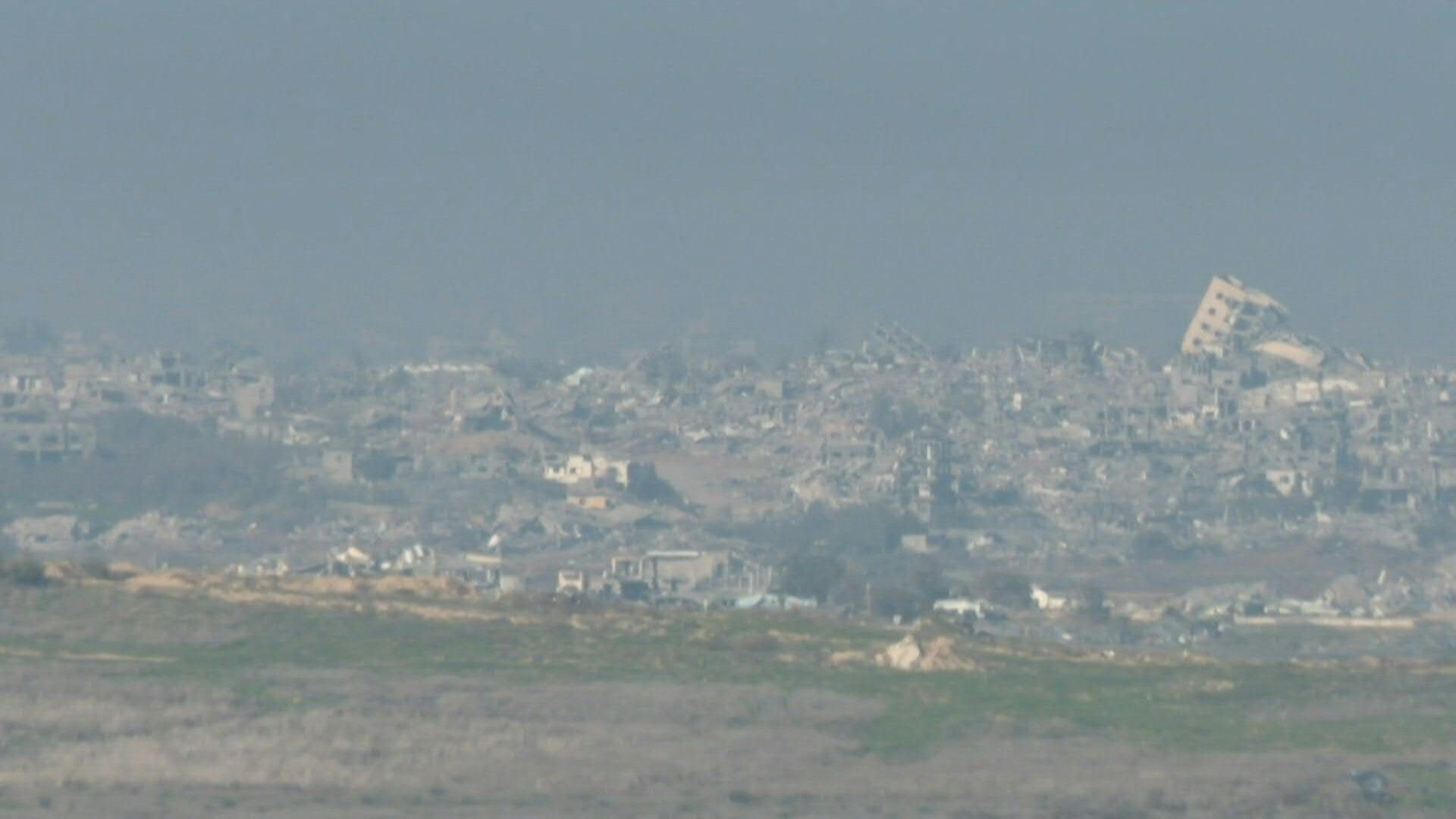 View of Gaza skyline after Israeli cabinet approves ceasefire deal